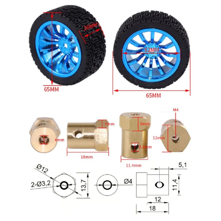 Kit Rueda Neumático Llanta Robot Arduino Lujo + Encoder + Motorreductor ...