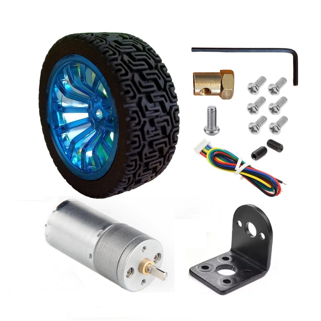 Kit Rueda Neumático Llanta Robot Arduino Lujo + Encoder + Motorreductor – 3DBOTS