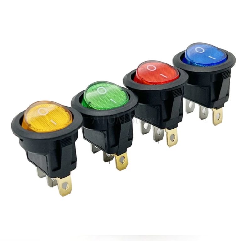 Interruptor Switch Basculante Redondo Con LED 3Pin 2Pos 120VAC-10A – 3DBOTS